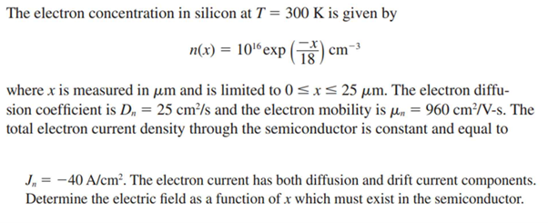 Solved The electron concentration in silicon at T=300 K is | Chegg.com