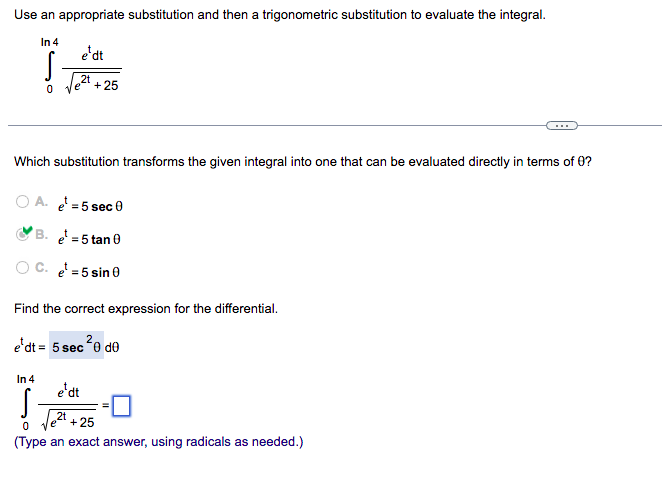 Solved Use an appropriate substitution and then a | Chegg.com