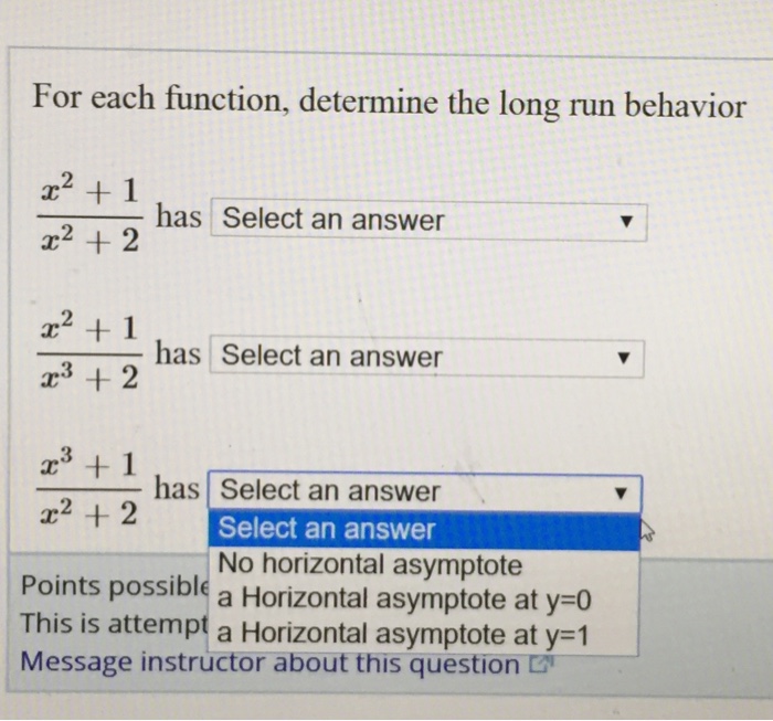 Solved For each function, determine the long run behavior 2 | Chegg.com
