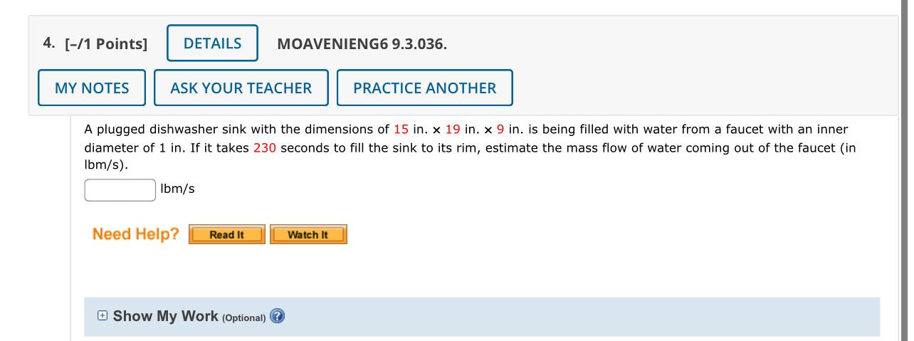 Solved A plugged dishwasher sink with the dimensions of 15 | Chegg.com