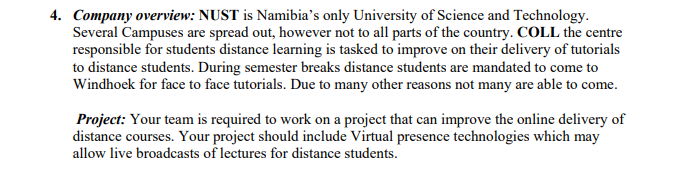 Company overview: NUST is Namibia's only University | Chegg.com