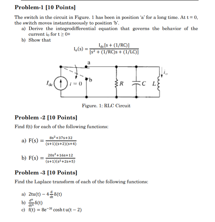 Solved Problem-1 [10 Points] The switch in the circuit in | Chegg.com