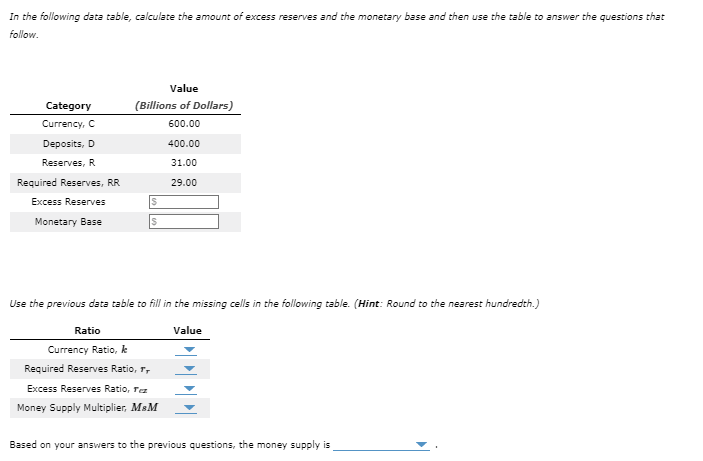 Solved In the following data table, calculate the amount of | Chegg.com