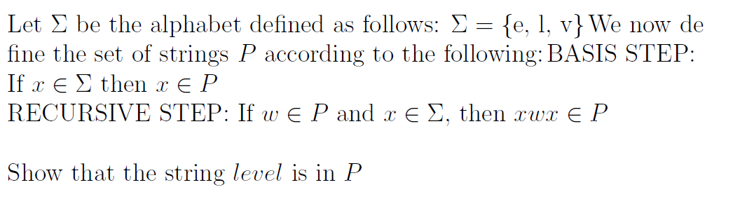Solved Let I be the alphabet defined as follows: E = {e, 1, | Chegg.com