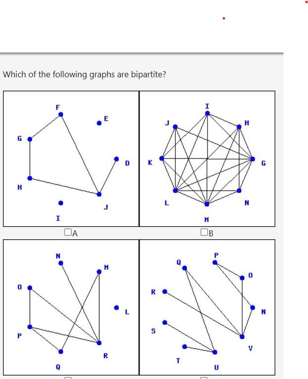 Solved Which of the following graphs are bipartite? | Chegg.com