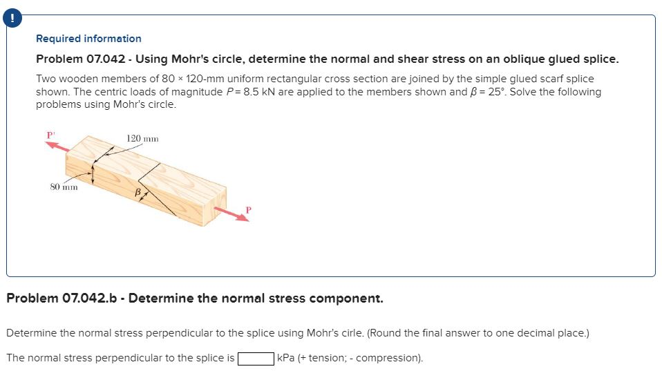 Solved Required information Problem 07.042 - Using Mohr's | Chegg.com