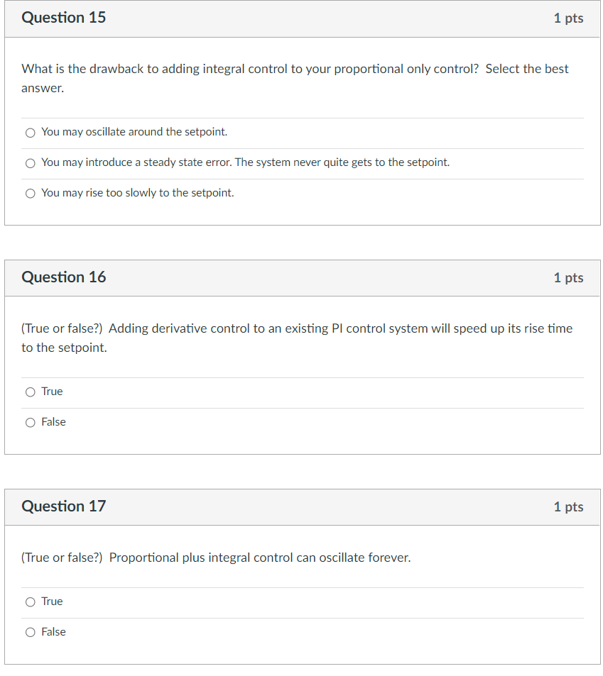 Solved What is the drawback to adding integral control to | Chegg.com