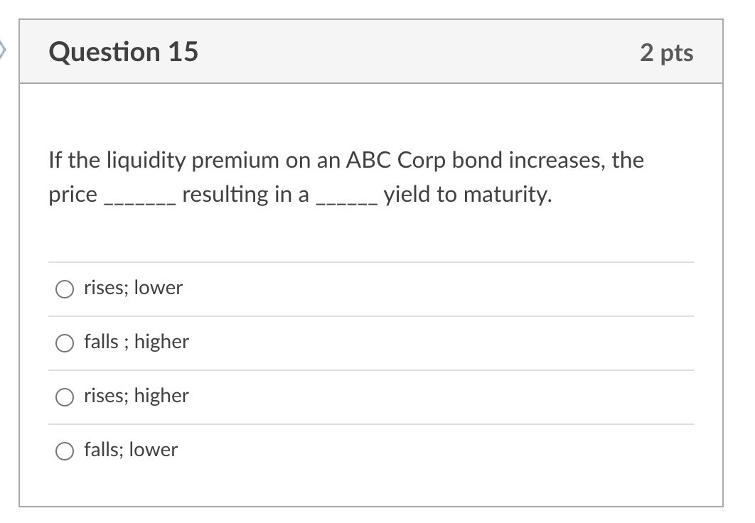 Solved Question 15 2 pts If the liquidity premium on an ABC | Chegg.com