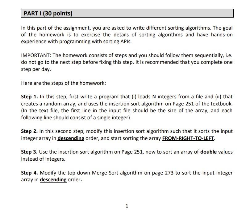 Solved PART I (30 points) In this part of the assignment, | Chegg.com