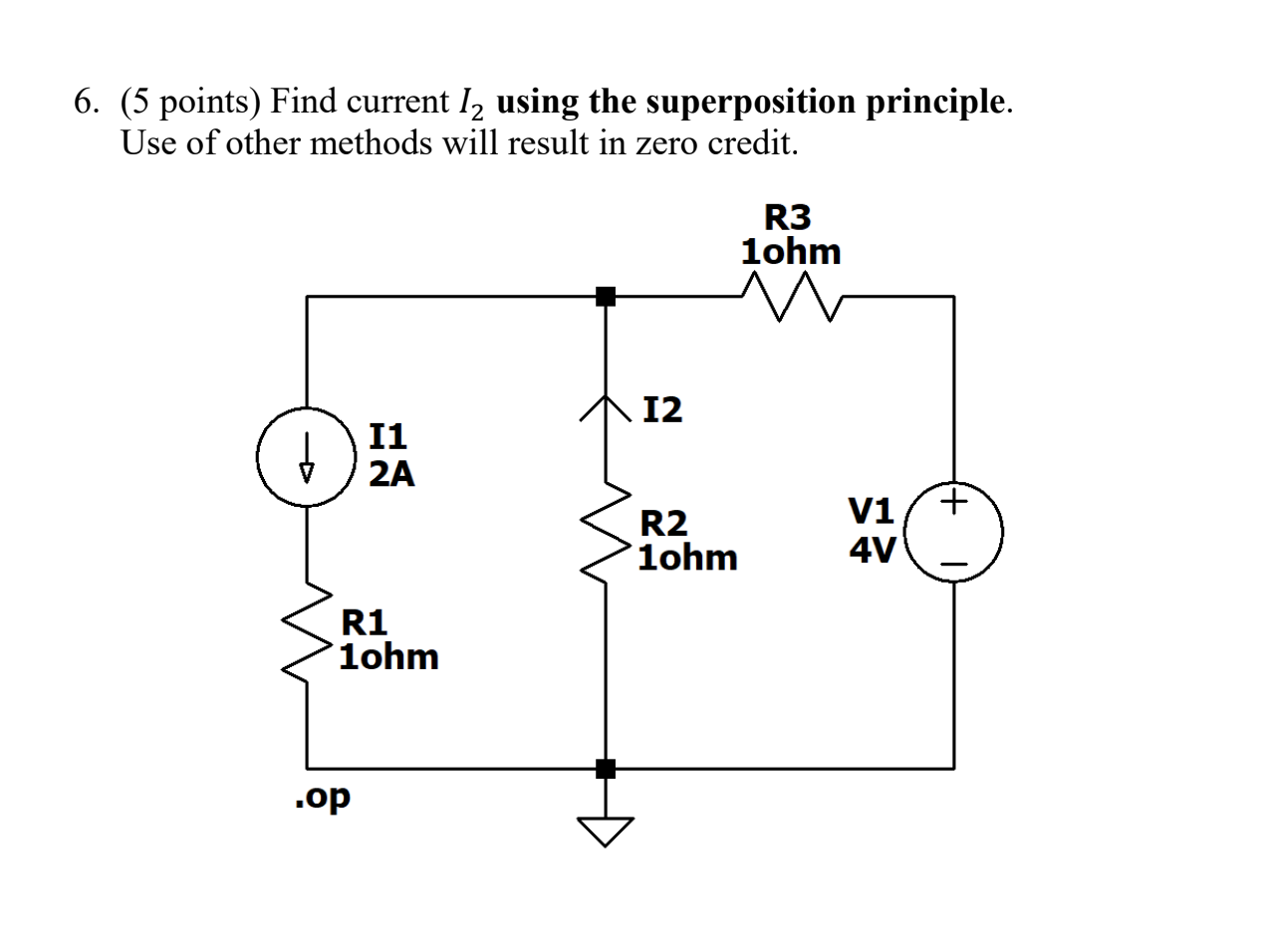Solved 6. (5 points) Find current I2 using the superposition | Chegg.com