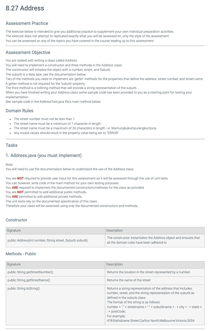 Solved Help me with this Zybook.8.27 ﻿AddressAssessment | Chegg.com