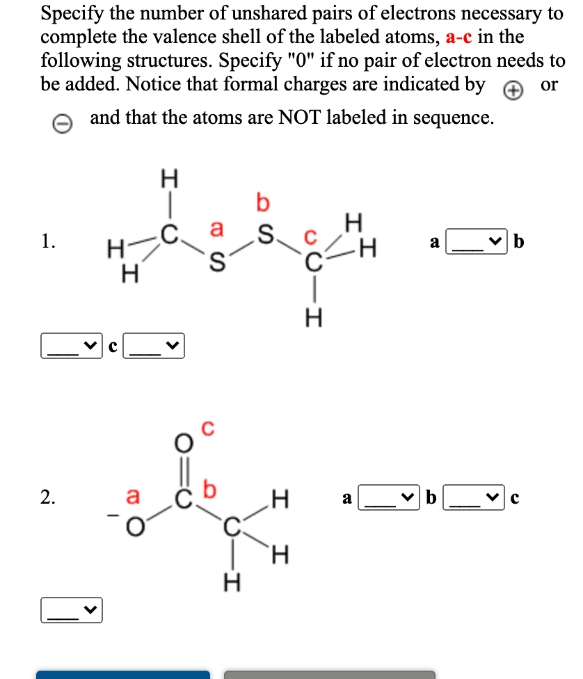 Solved Specify the number of unshared pairs of electrons | Chegg.com