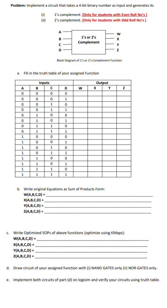 Solved Problem: Implement a circuit that takes a 4-bit | Chegg.com