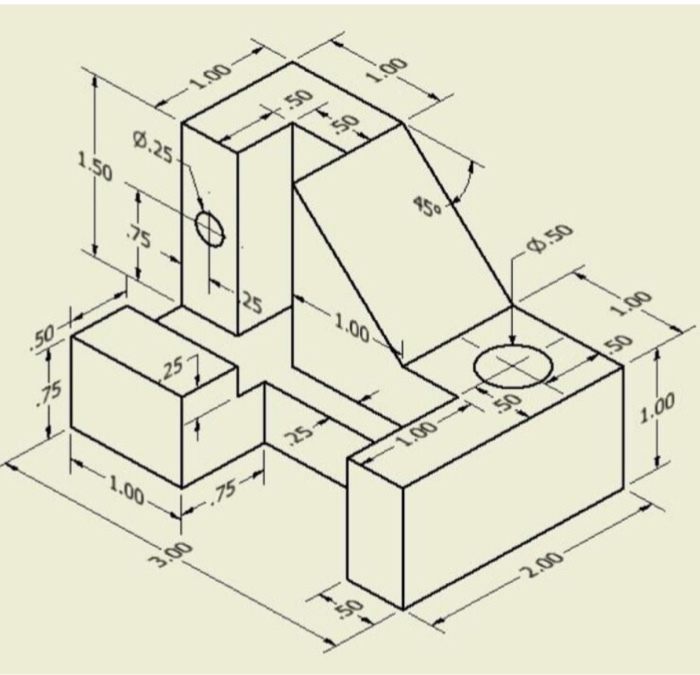 Solved Sketch this drawing in inch sheet using first angle | Chegg.com
