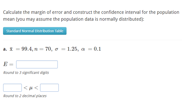 Solved Calculate the margin of error and construct the | Chegg.com