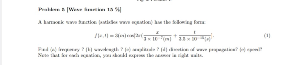 Solved Problem 5 [Wave function 15% ] A harmonic wave | Chegg.com