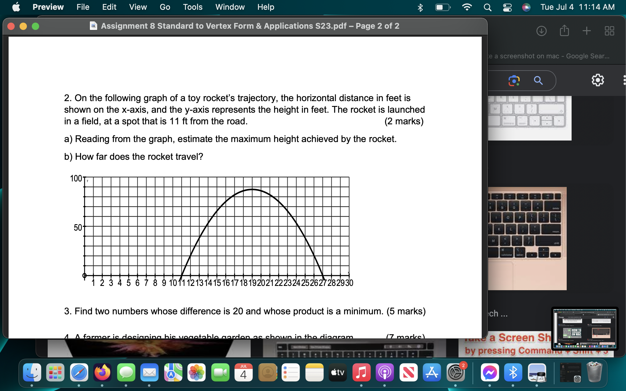 Solved 2. On the following graph of a toy rocket's | Chegg.com