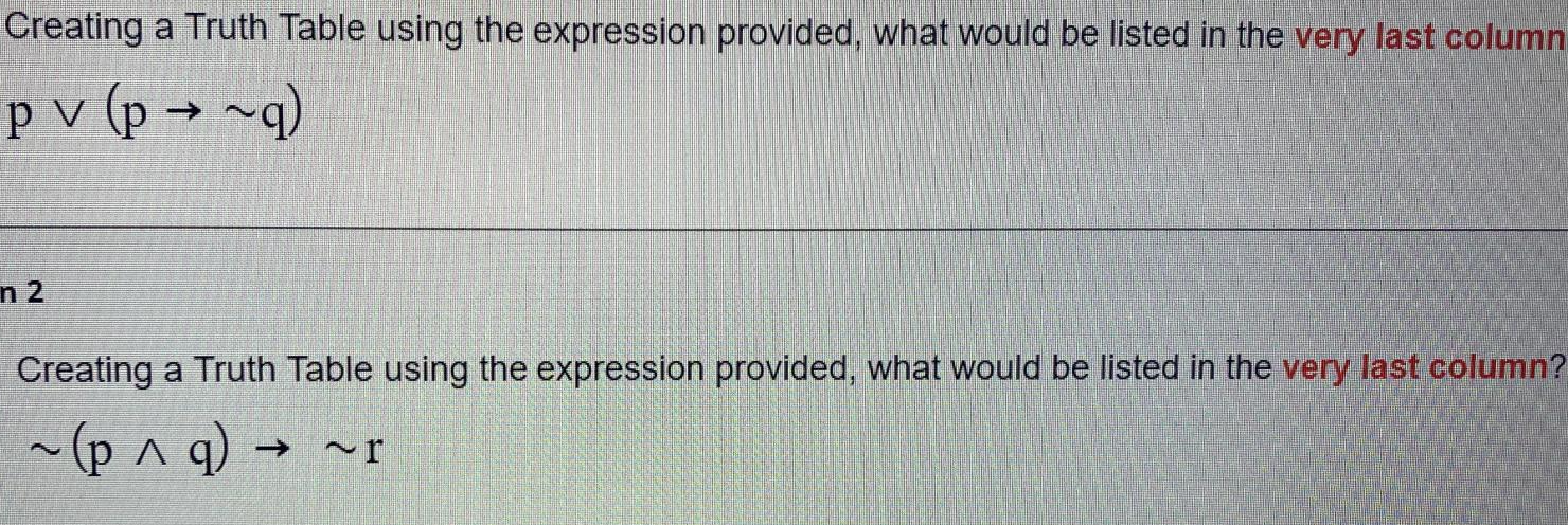 Solved Creating a Truth Table using the expression provided, | Chegg.com