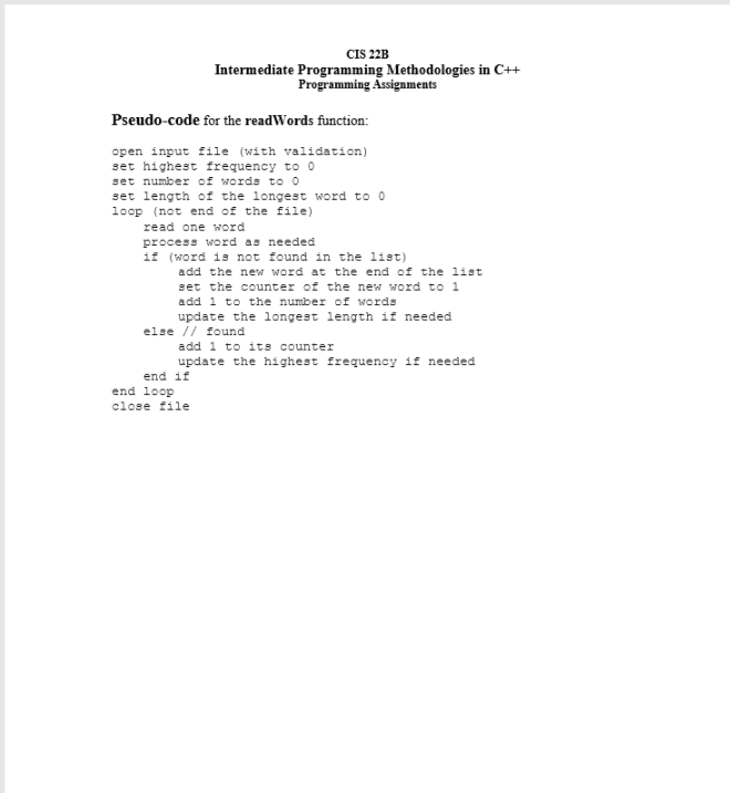 Solved Cis 22b Intermediate Programming Methodologies In C 