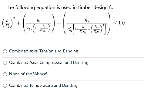 Solved The following equation is used in timber design for 2 | Chegg.com
