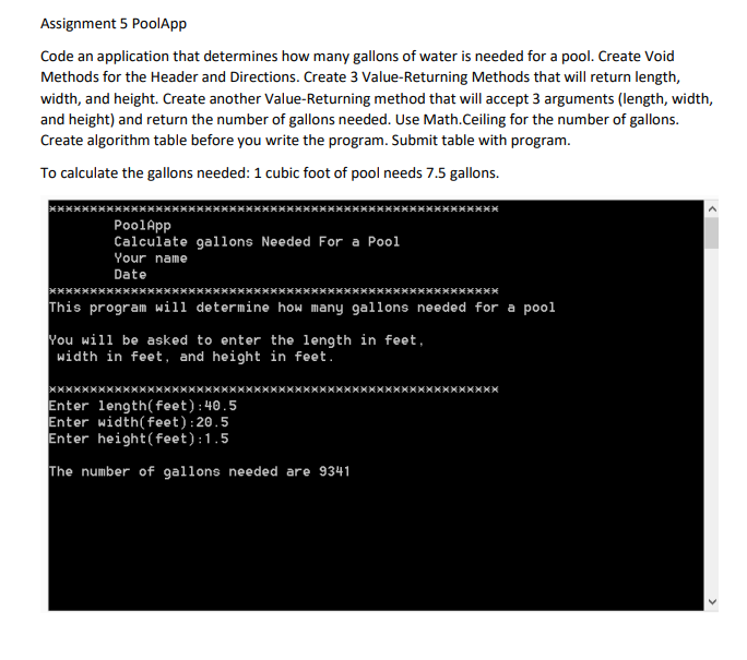Solved Assignment 5 PoolApp Code an application that | Chegg.com