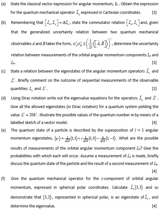 Solved (a) State the classical vector expression for angular | Chegg.com