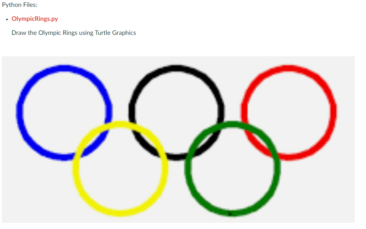 Solved Python Files: - OlympicRings.py Draw the Olympic | Chegg.com