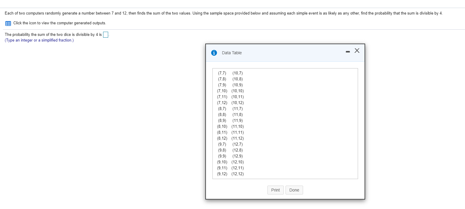 Solved Each of two computers randomly generate a number | Chegg.com