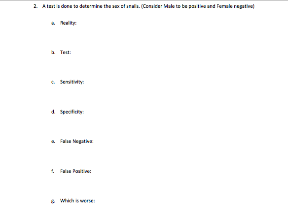 Solved Sensitivity and Specificity Worksheet Part 1. In the | Chegg.com Solved Sensitivity and Specificity Worksheet Part 1. In the | Chegg.com