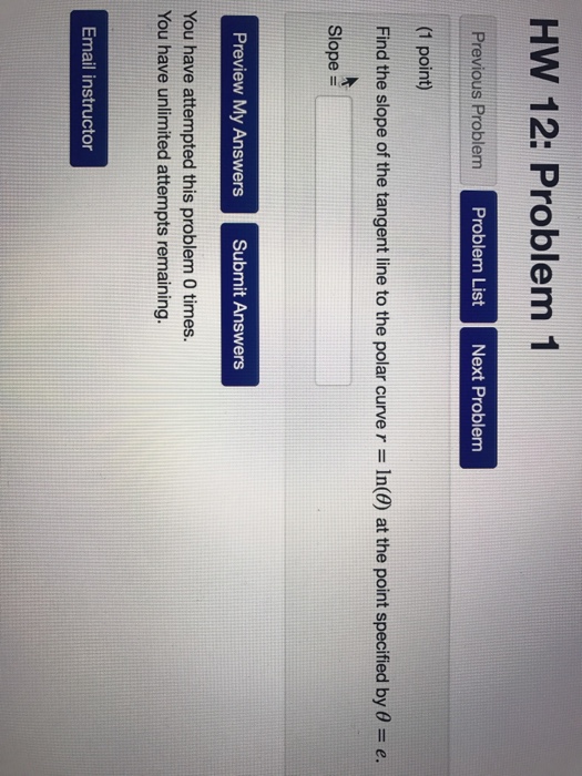 Solved HW 12: Problem 1 Previous Problem Problem ListNext | Chegg.com
