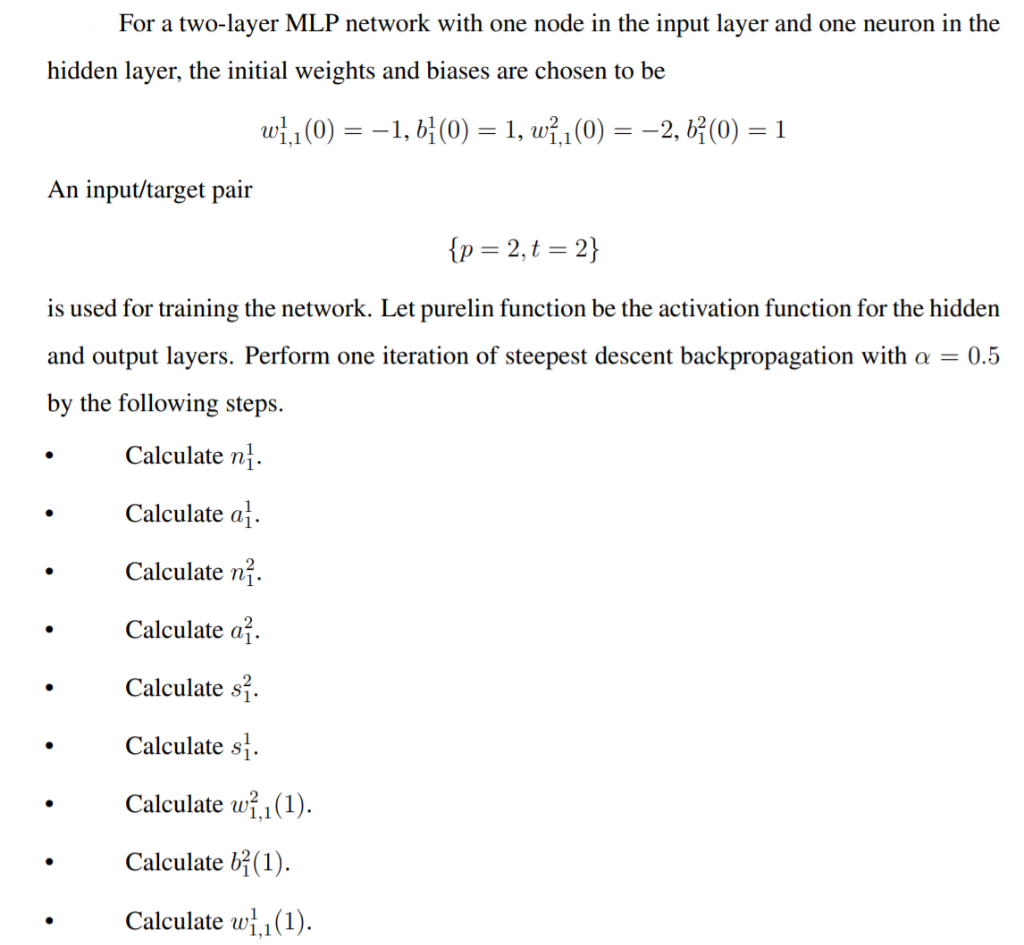 For a two-layer MLP network with one node in the | Chegg.com