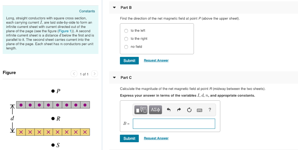 Solved Part B Constants Long, straight conductors with | Chegg.com