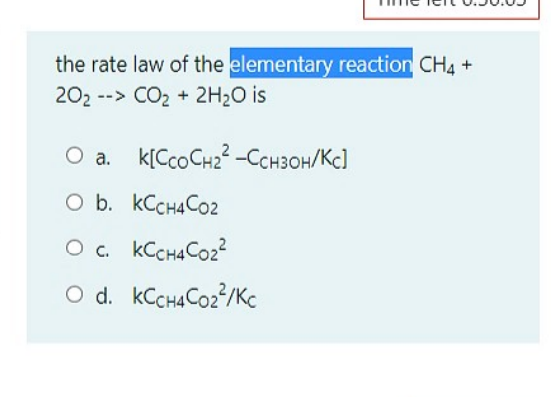 Solved the rate law of the CH4+ 2O2⋯CO2+2H2O is a. | Chegg.com
