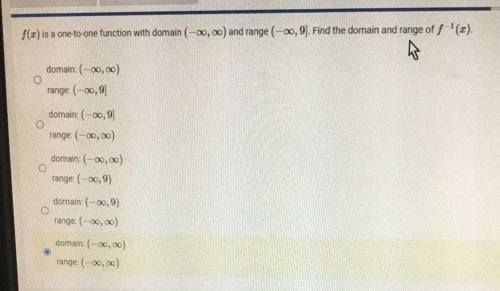 Solved f(x) is a one-to-one function with domain (−∞,∞) and | Chegg.com