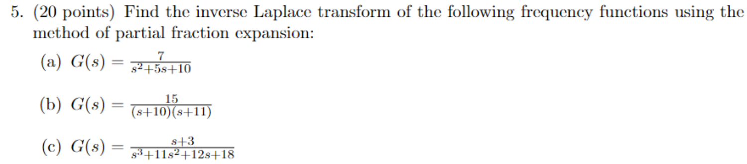 Solved 5. (20 points) Find the inverse Laplace transform of | Chegg.com