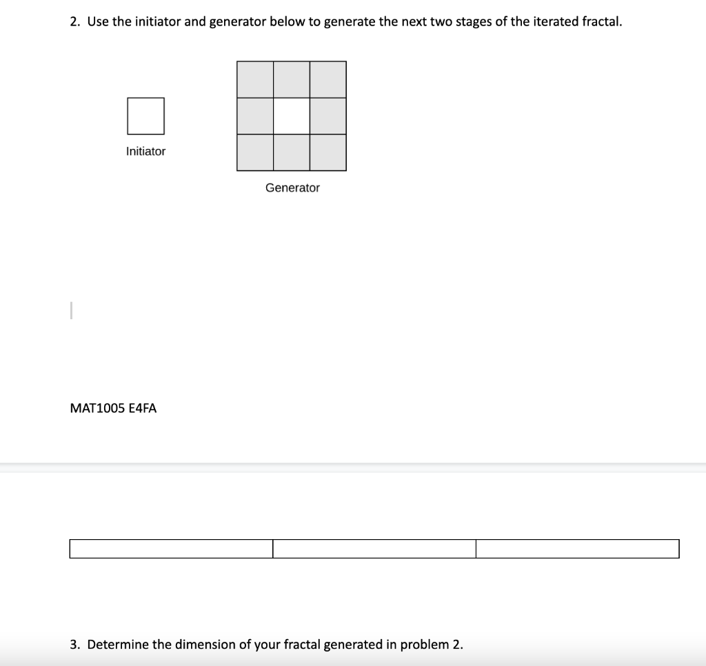 Solved 2. Use the initiator and generator below to generate | Chegg.com