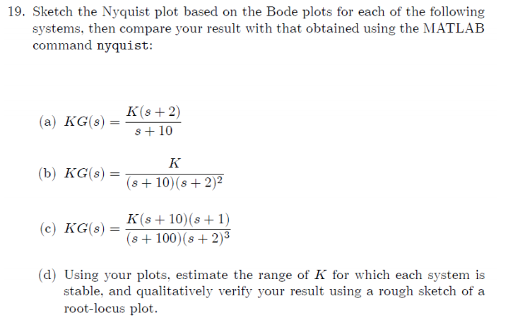 Solved 19 Sketch The Nyquist Plot Based On The Bode Plots