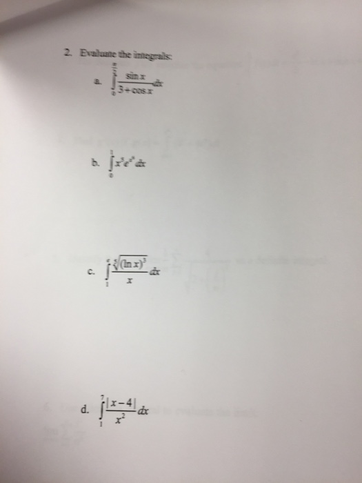 Solved Evaluate the integrals Integral^pi/2_0 sin x/3 + cos | Chegg.com