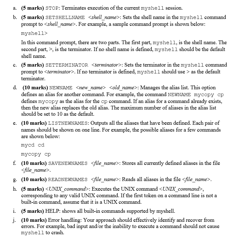 IMPLEMENT A SHELL PROGRAM THAT HAS THE FOLLOWING | Chegg.com