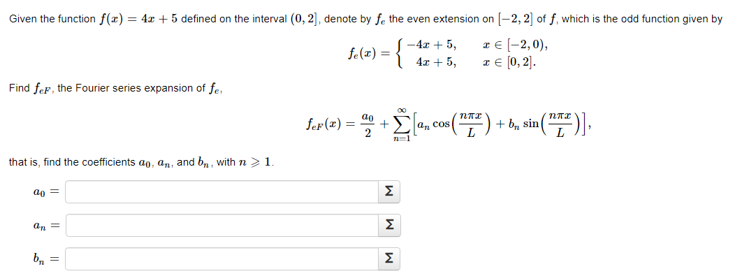 Solved Given the function \\( f(x)=4 x+5 \\) defined on the | Chegg.com