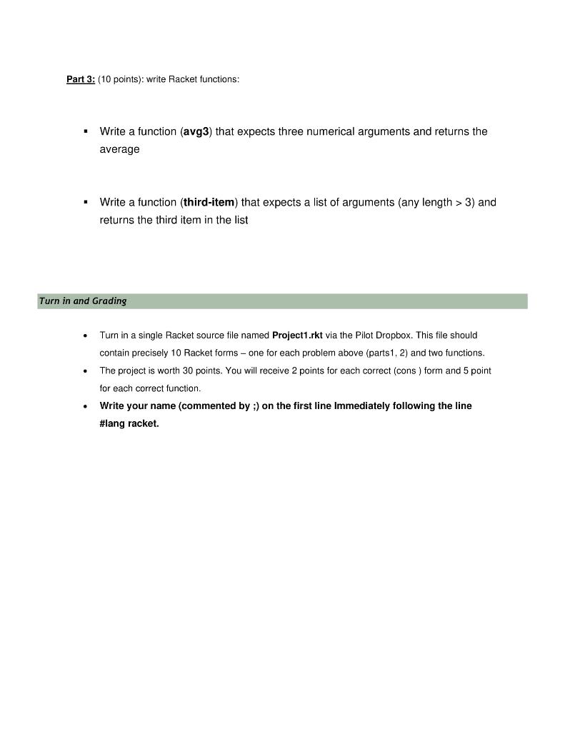 Solved This short project provides an introduction to Racket | Chegg.com