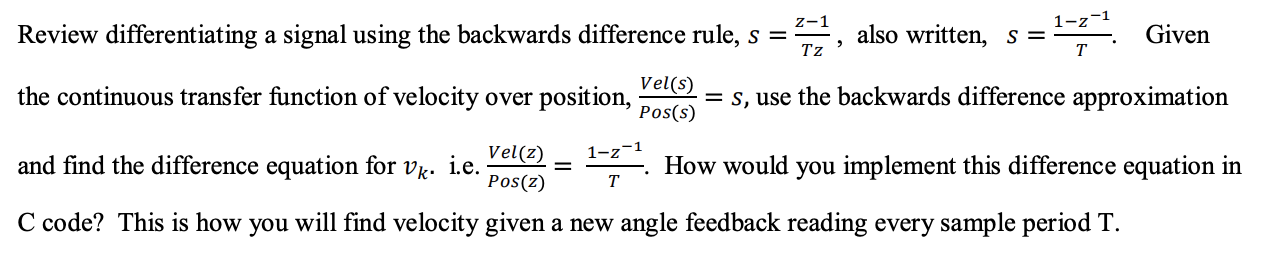 Solved Review differentiating a signal using the backwards | Chegg.com