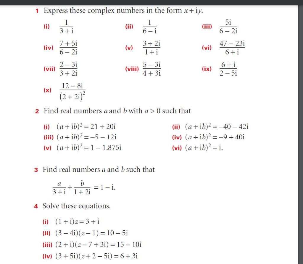 Solved 1 Express these complex numbers in the form x + iy. | Chegg.com
