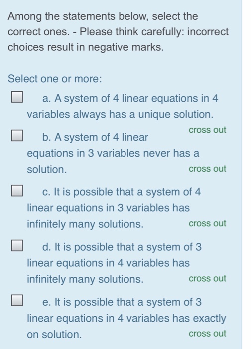 Solved Among The Statements Below Select The Correct Ones