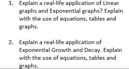 Solved 1. Explain a real-life application of Linear graphs | Chegg.com