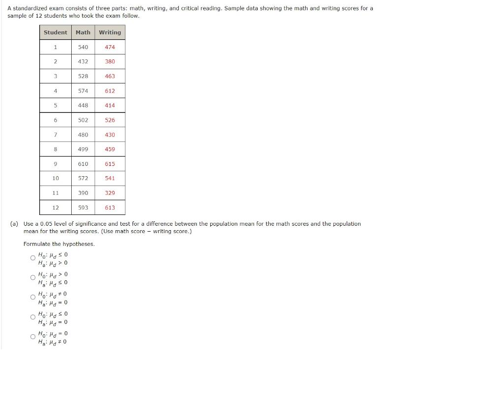 Solved A standardized exam consists of three parts: math, | Chegg.com