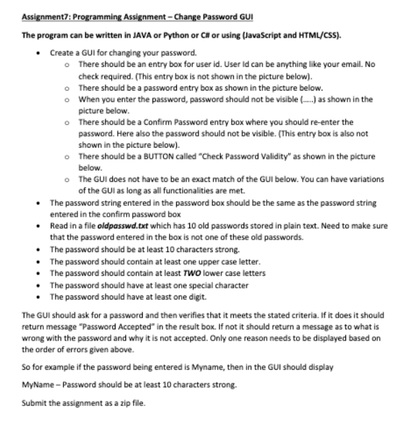 Solved Assignment7: Programming Assignment - Change Password | Chegg.com