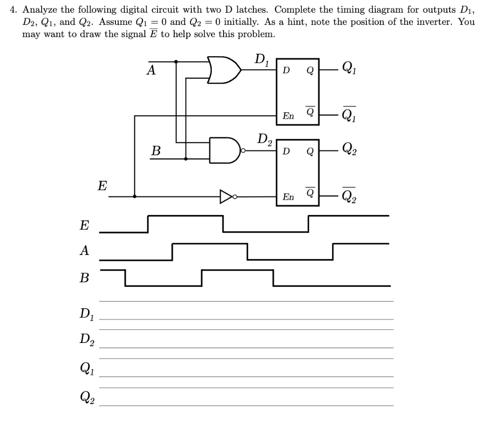 Solved 4. Analyze the following digital circuit with two D | Chegg.com