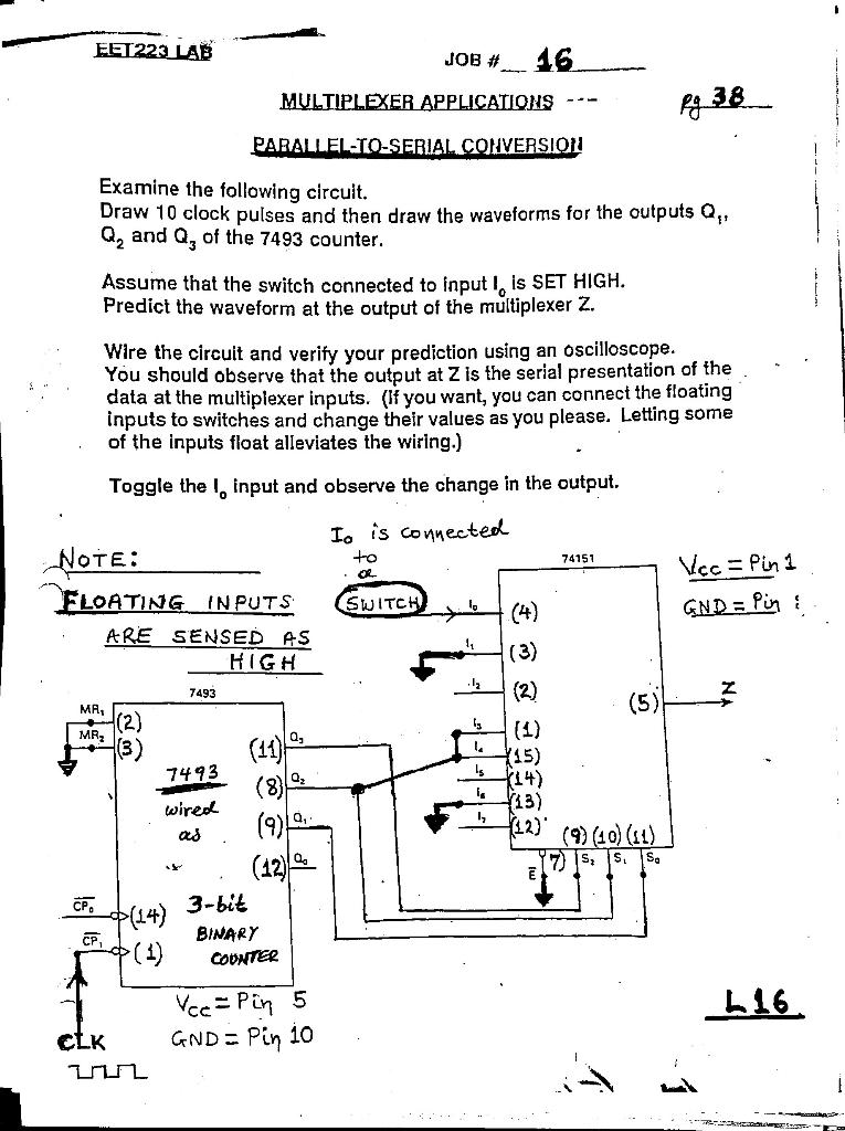 Solved EET 223) LAB JOB # 16 MULTIPLEXER APPLICATIONS Rg 38 | Chegg.com