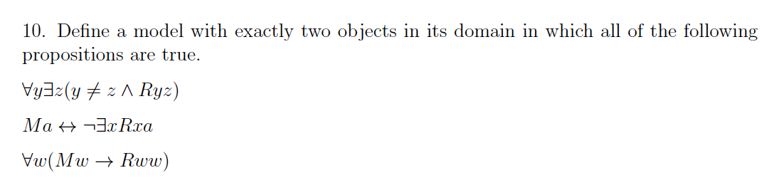 Solved 10. Define a model with exactly two objects in its | Chegg.com